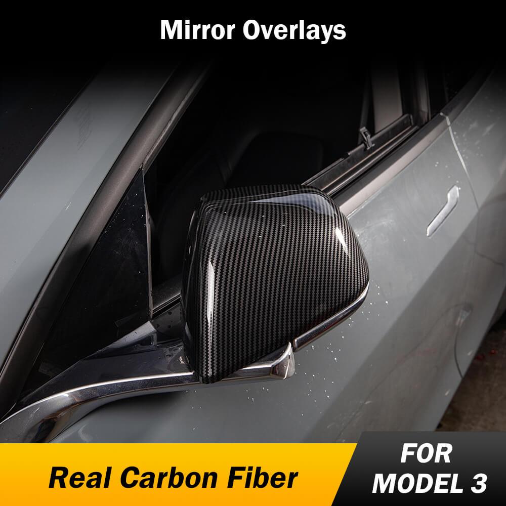 Real Carbon Fiber Mirror Overlays (1 pair) For Model 3 & Y